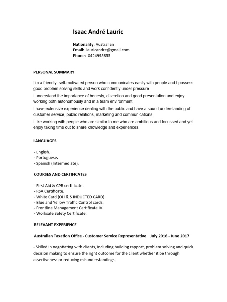 Isaac Andre Resume. | PDF