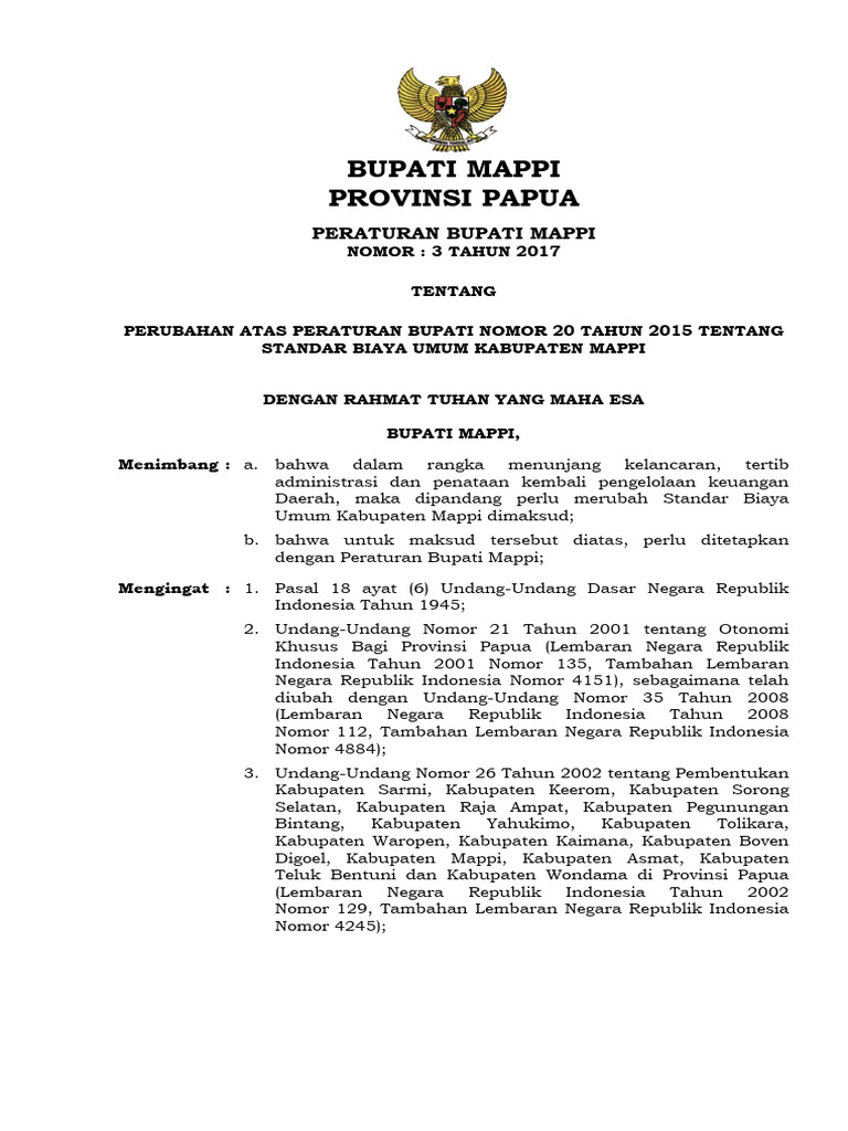 3 Perbup. No. 3 2017 TTG Perubahan Atas Perbup Nomor 20 Tahun 2015 TTG Standar Biaya Umum ...