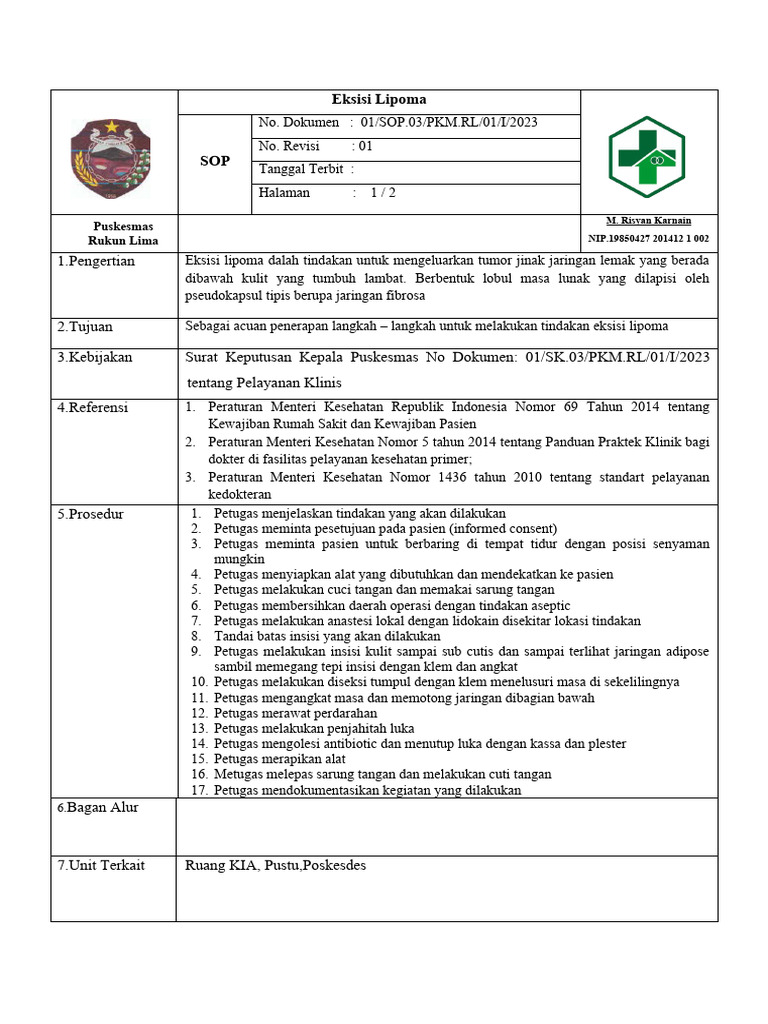 Sop Eksisi Lipoma | PDF