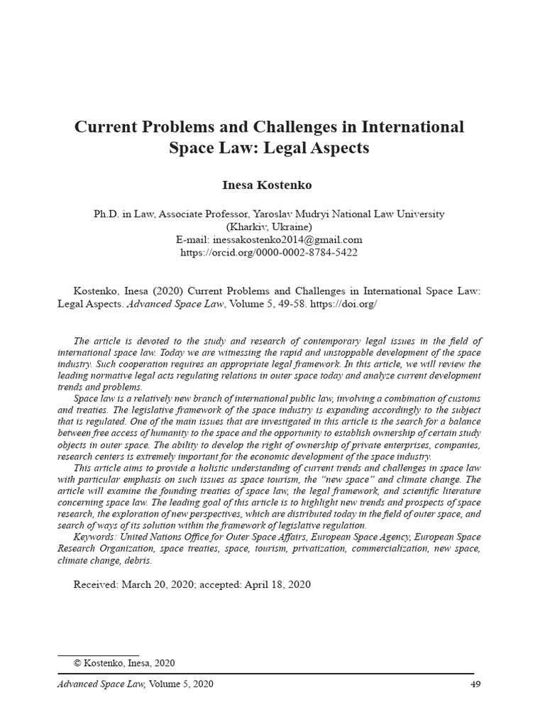 Current Problems and Challenges in International S | PDF | Outer Space
