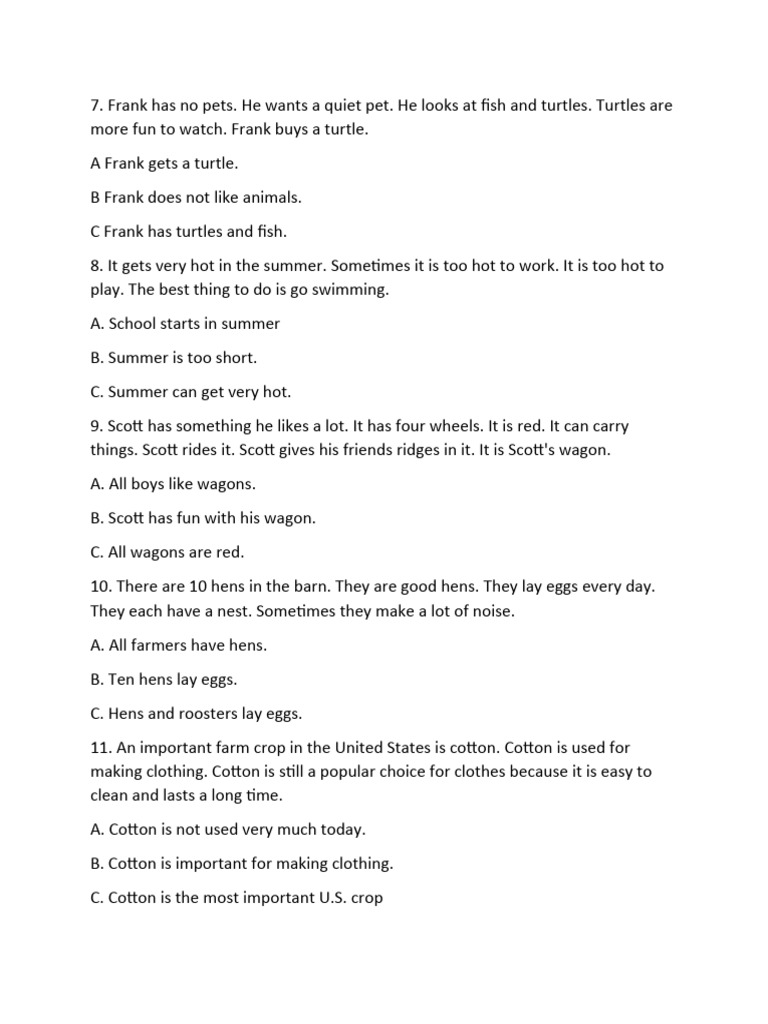 Main Idea Worksheet2 | PDF