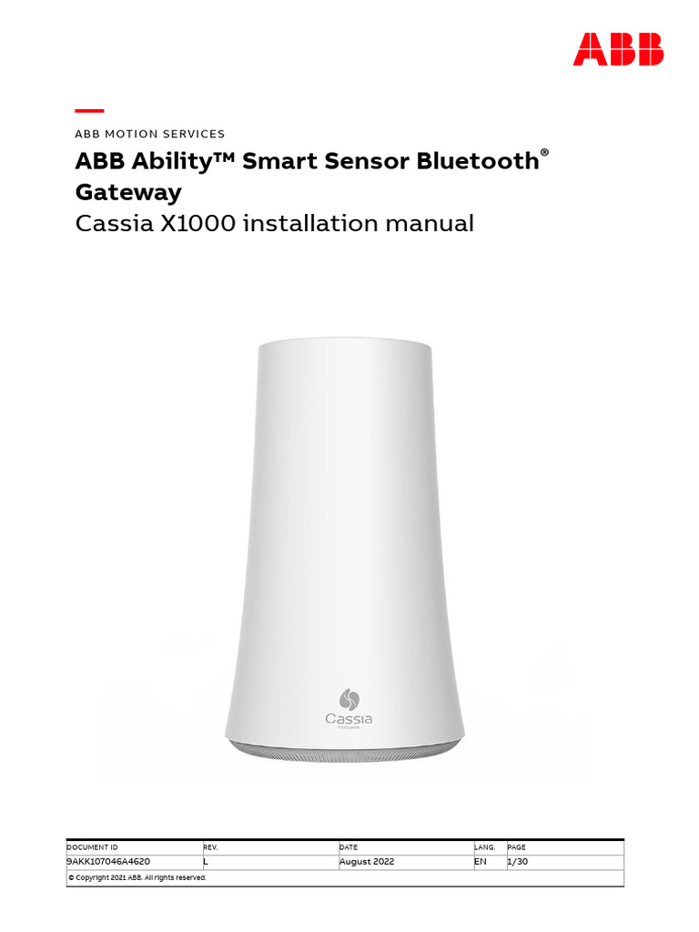 9AKK107046A4620 - ABB Ability Smart Sensor Bluetooth Gateway - Installation Manual - CassiaX1000 ...