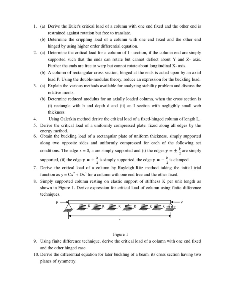 Stability of Structures Questions | PDF | Buckling | Mechanics