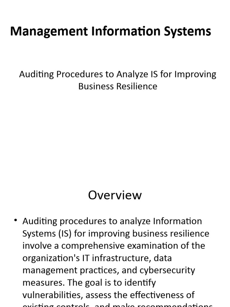 Lecture 12 - Auditing Procedures To Analyze IS For Improving Business Resilience | PDF ...