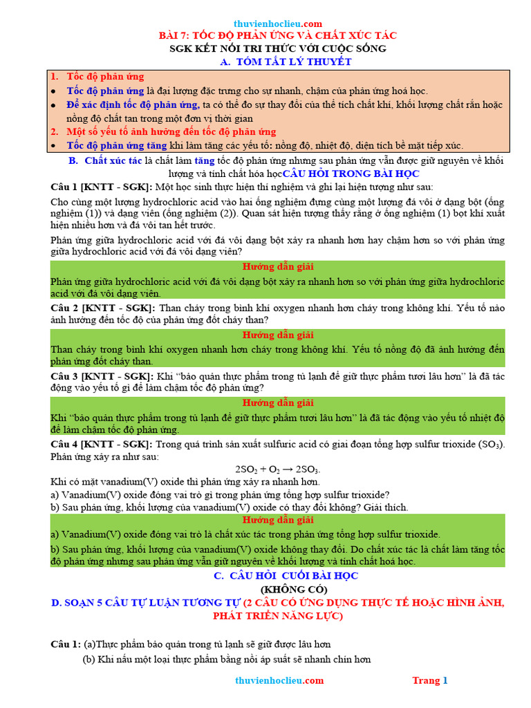 Thuvienhoclieu.com Chuyen de KHTN 8 Ket Noi Bai 7 | PDF