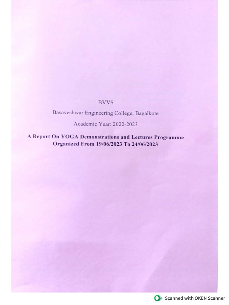 A Report On Yoga PDF | PDF
