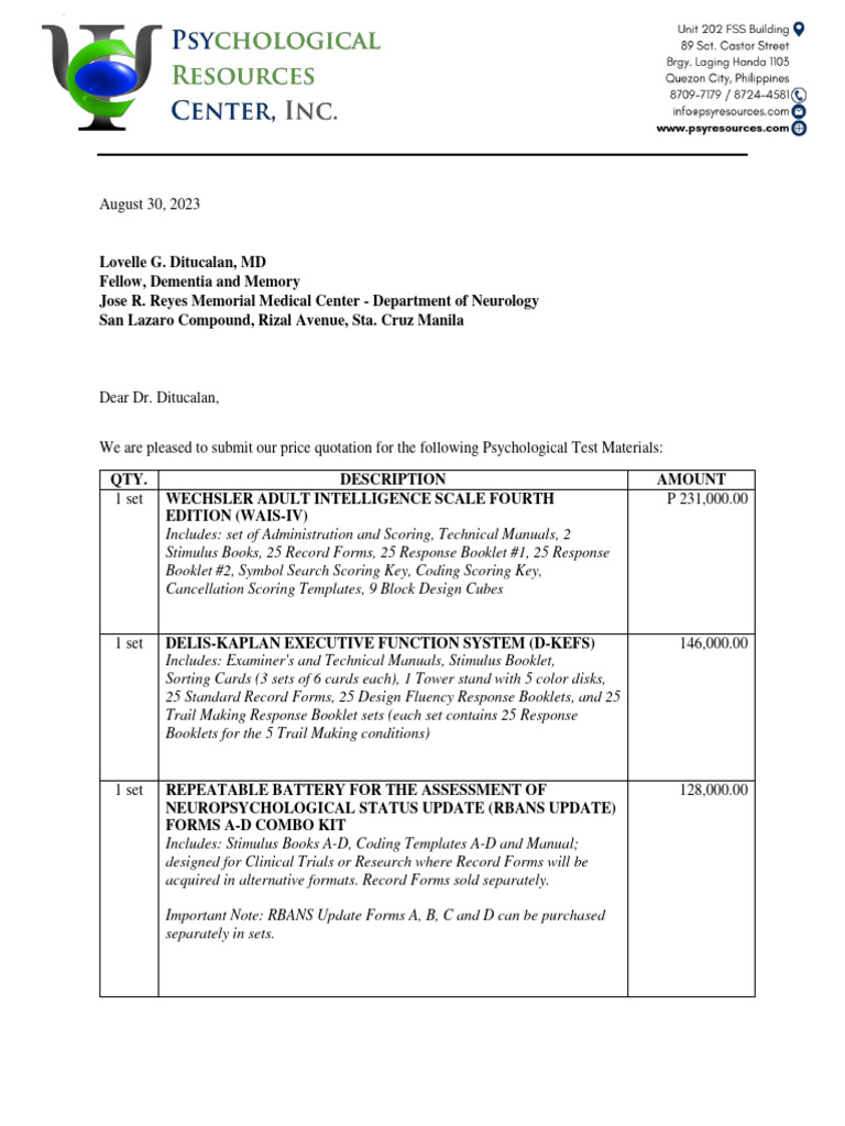 Jose R. Reyes Memorial Medical Center | PDF | Wechsler Adult ...