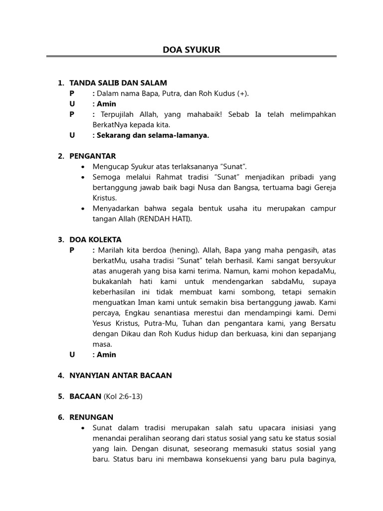 DOA SYUKUR Sunat | PDF