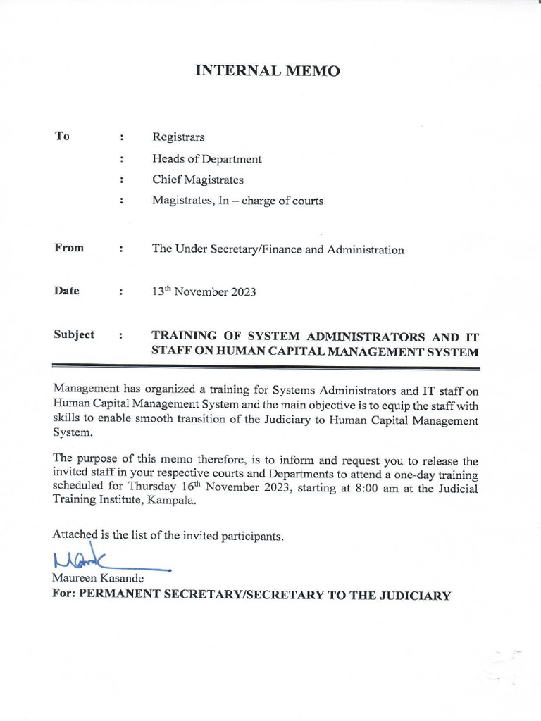 Training of ICT Staff On Human Capital Management System | PDF