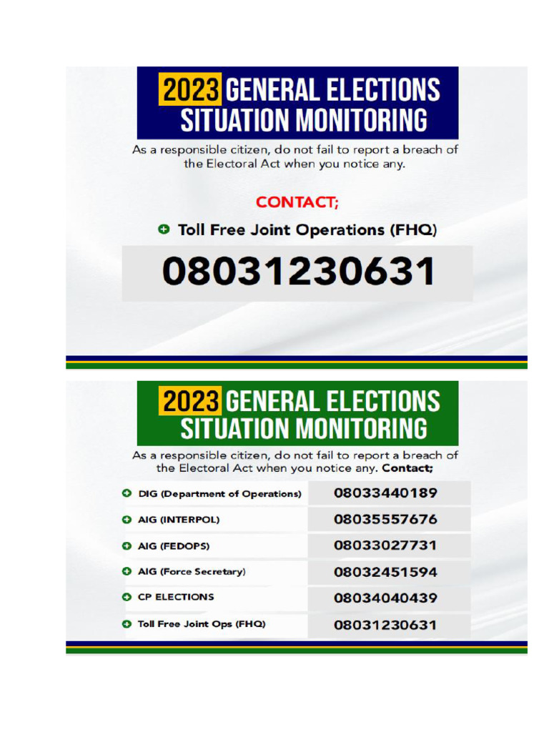 2023 General Election Situation Monitoring | PDF