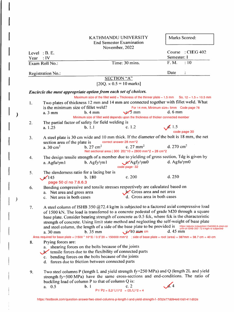Steel MCQ Merged | PDF | Strength Of Materials | Deformation (Engineering)