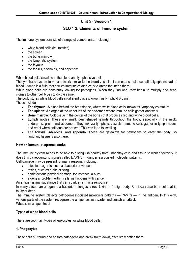 Unit 5 Bio | PDF | Immune System | Lymphatic System Unit 5 Bio | PDF | Immune System | Lymphatic System