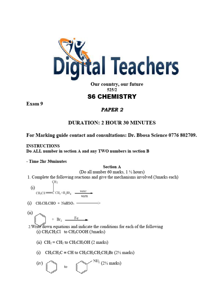 A Level Chemistry Paper 2 Exam 9 | PDF | Hydrogen | Gases