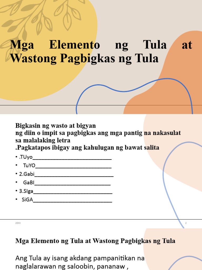 Mga Elemento NG Tula at Wastong Pagbigkas NG | PDF