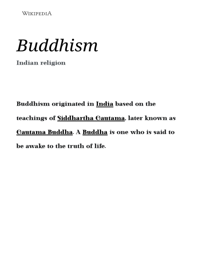 Buddhism - Simple English Wikipedia, The Free Encyclopedia | PDF