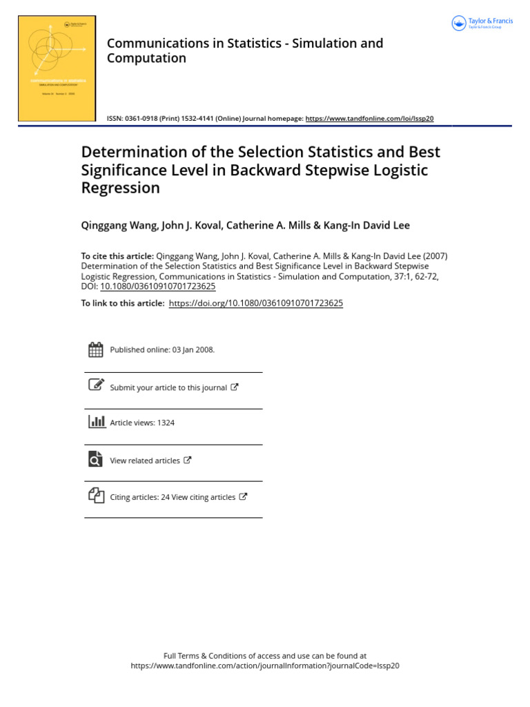 Determination of The Selection Statistics and Best Significance Level ...