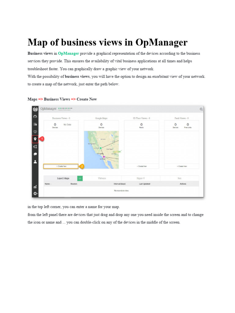 Map of business views in OpManager | PDF