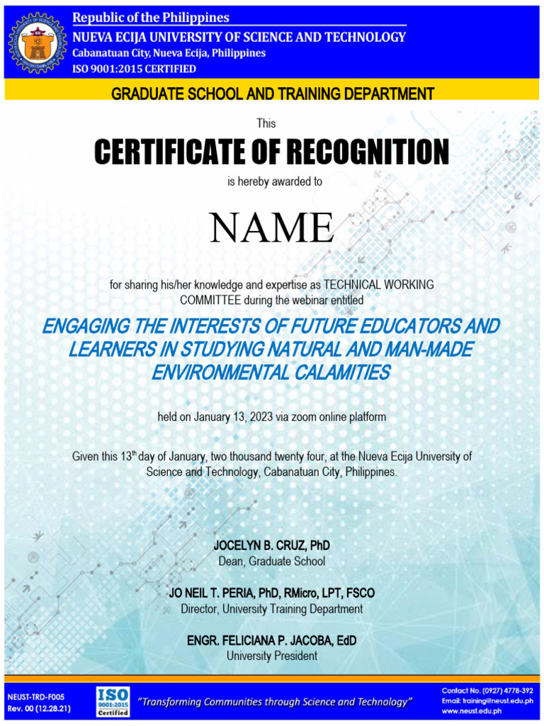 TWC Certificate of Recognition Awarded | PDF
