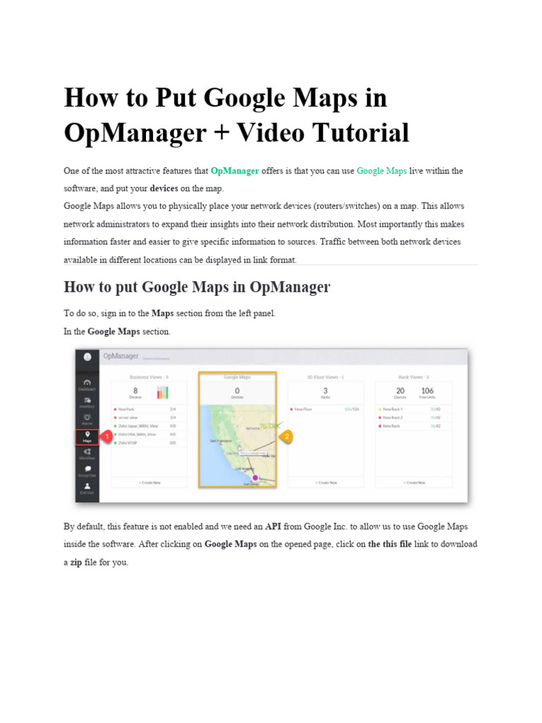 How To Put Google Maps in OpManager | PDF