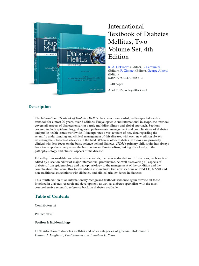 International Textbook of Diabetes Mellitus | PDF