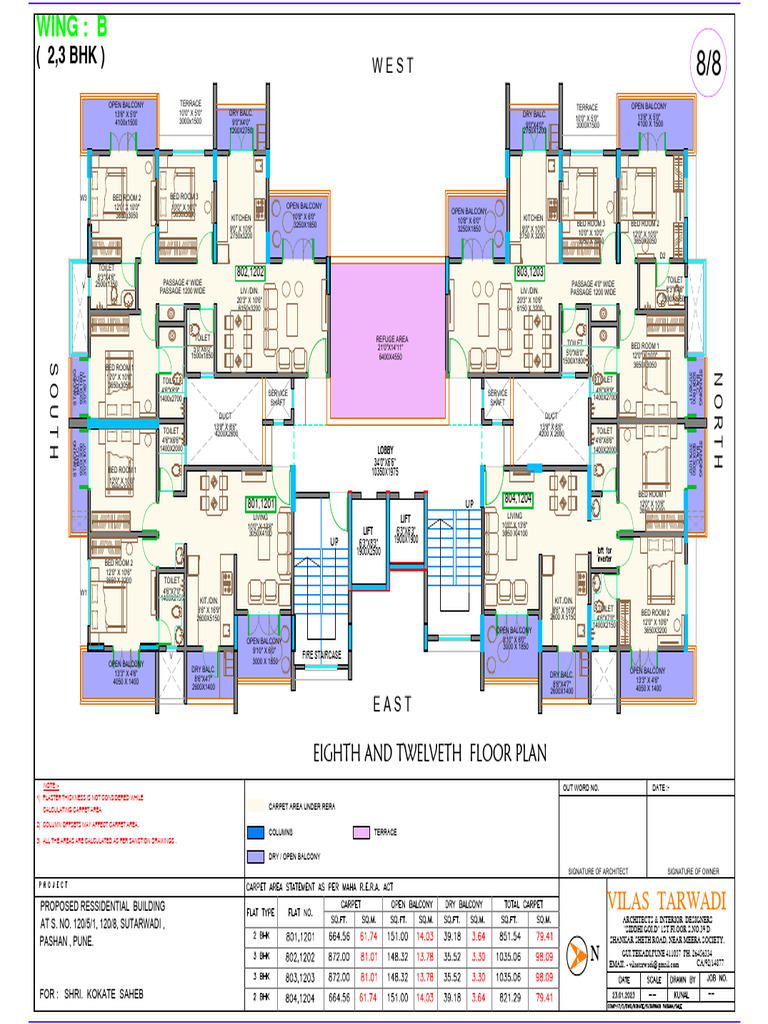 Vilas Tarwadi: Eighth and Twelveth Floor Plan | PDF