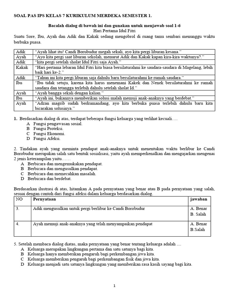 Soal Pas Ips Kelas 7 Kurikulum Merdeka Semester 1 | PDF | Kesehatan ... Soal Pas Ips Kelas 7 Kurikulum Merdeka Semester 1 | PDF | Kesehatan ...