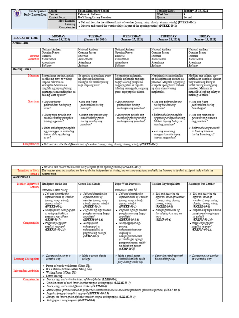 Kindergarten DLL MELC Q2 Week 9 2 | PDF
