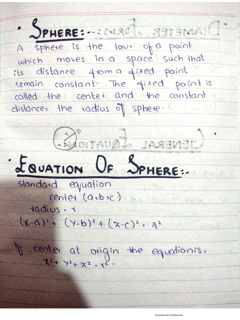 Equation of Sphere... | PDF