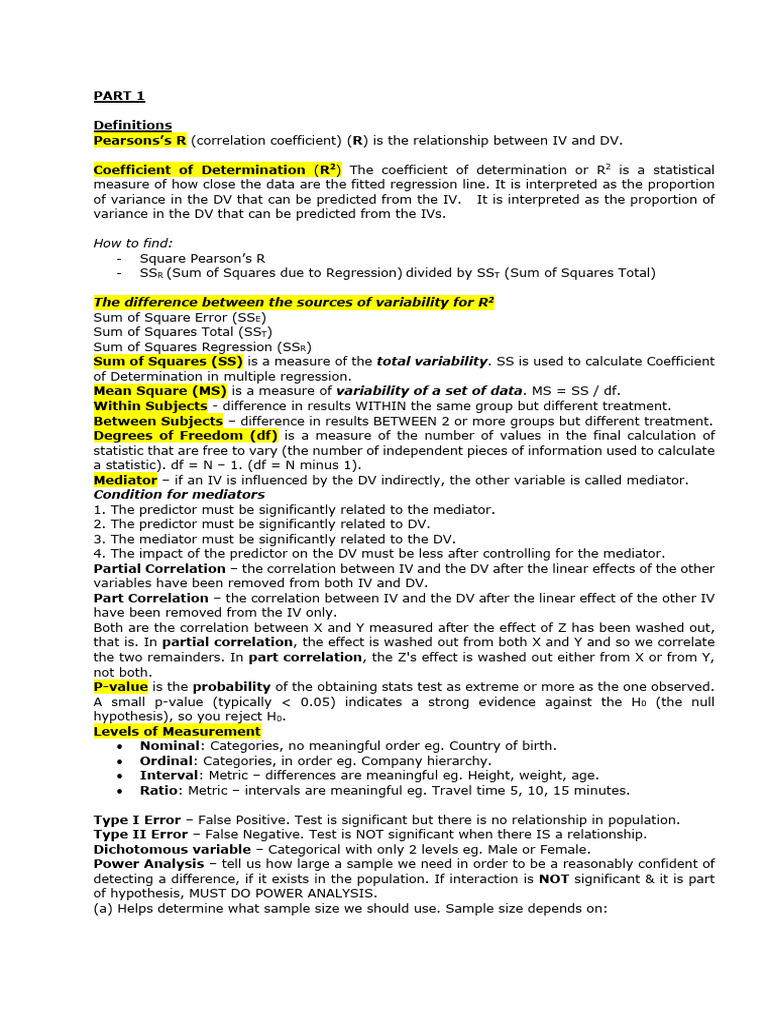 Glossary Statistics | PDF | Coefficient Of Determination | Regression ...