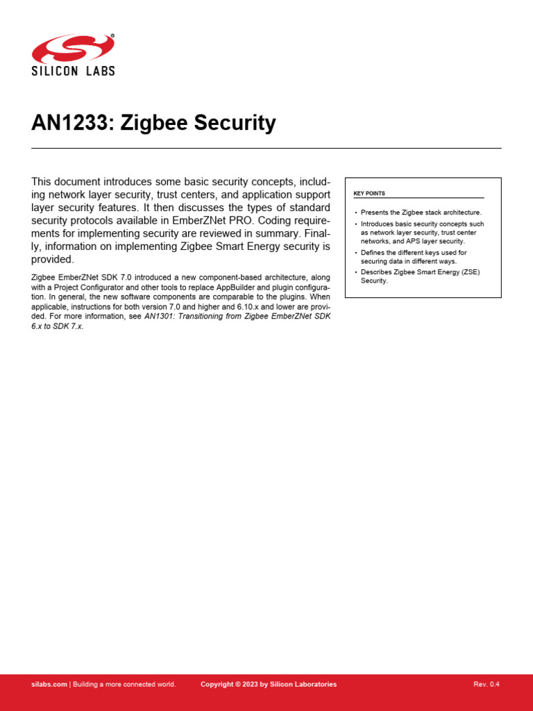An1233 Zigbee Security | PDF | Computer Network | Encryption