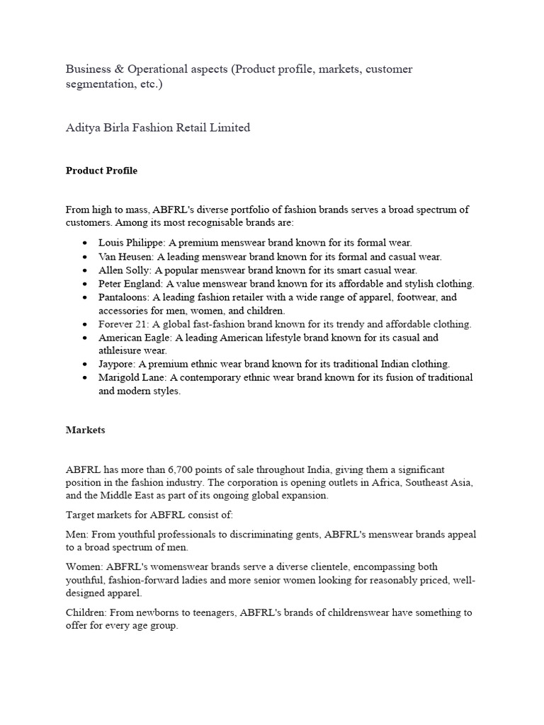 Business and Operational Aspects | PDF