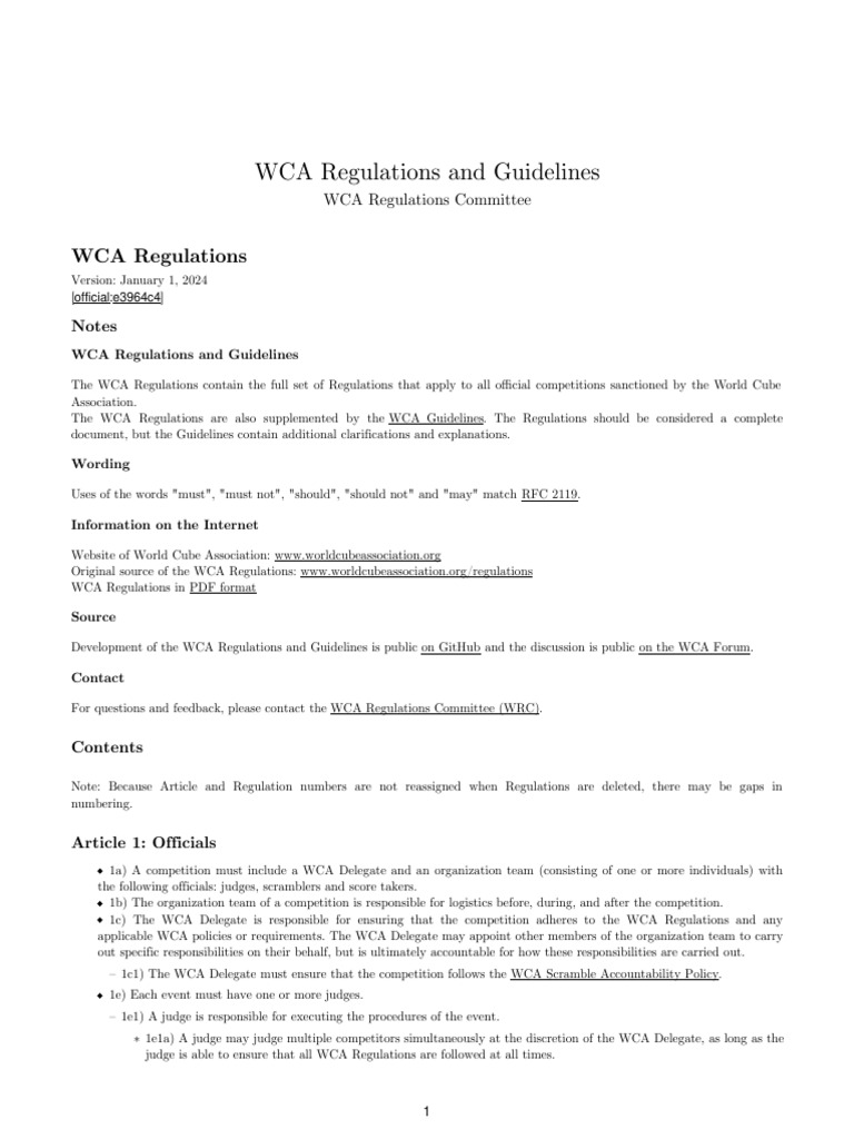 Wca Regulations and Guidelines | PDF | Logic Puzzles