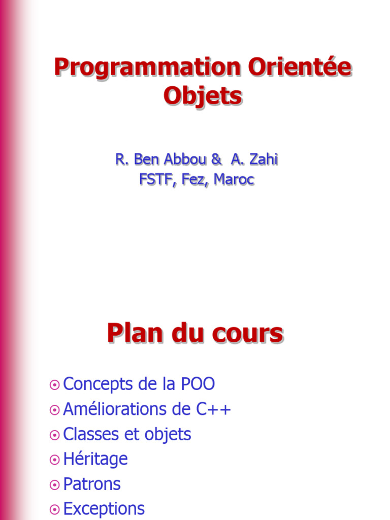 Chapitre 1 - Concepts de La POO | PDF | Programmation orientée objet | Classe (informatique)