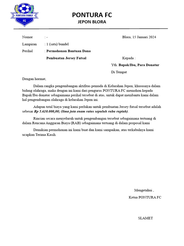 Proposal Jersey Pontura | PDF