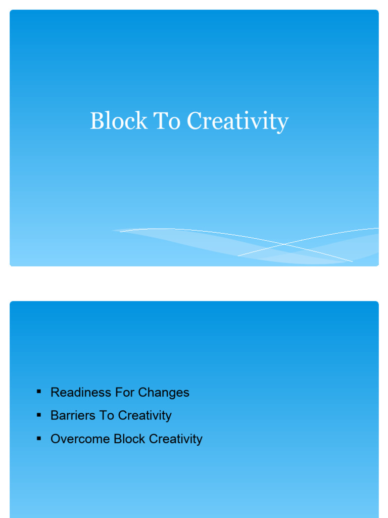 02 - Block To Creativity | PDF | Creativity | Thought
