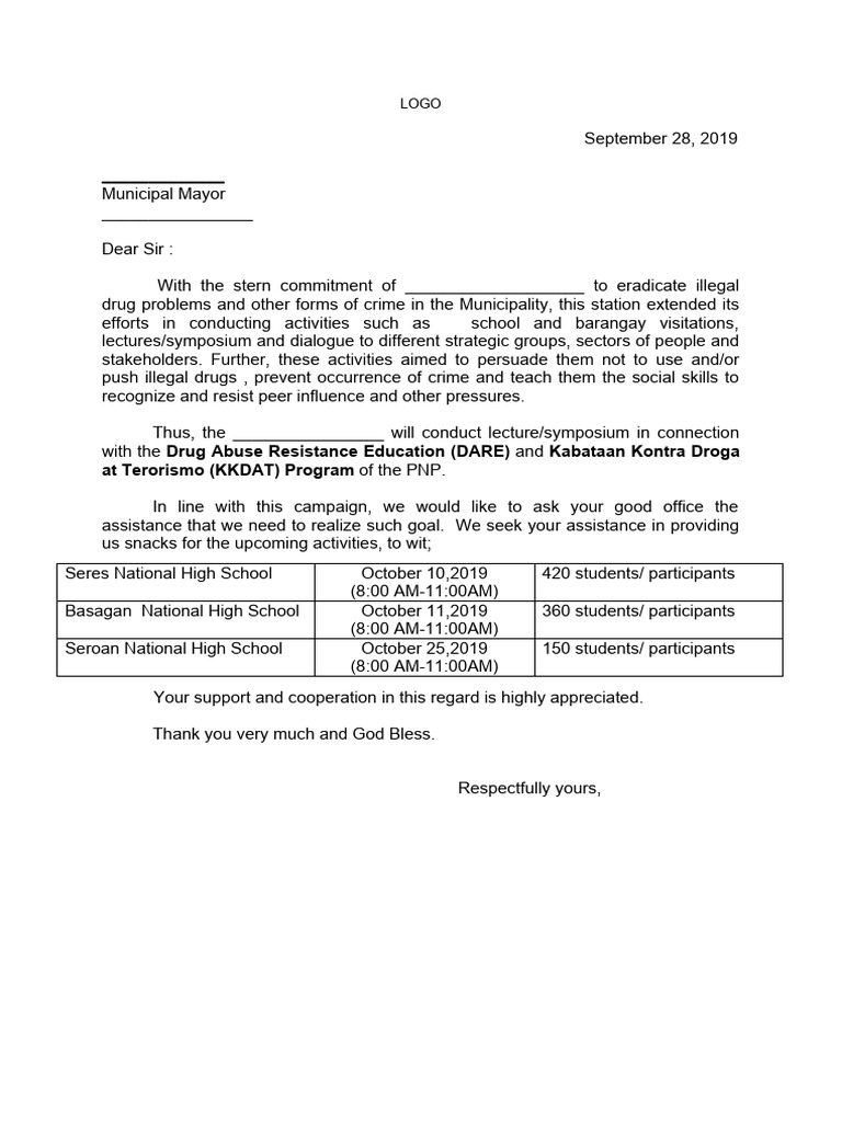 Letter Request For MAyor | PDF