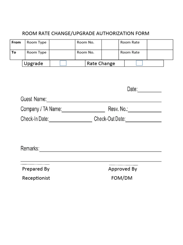 Room Upgrade Authorization Form | PDF