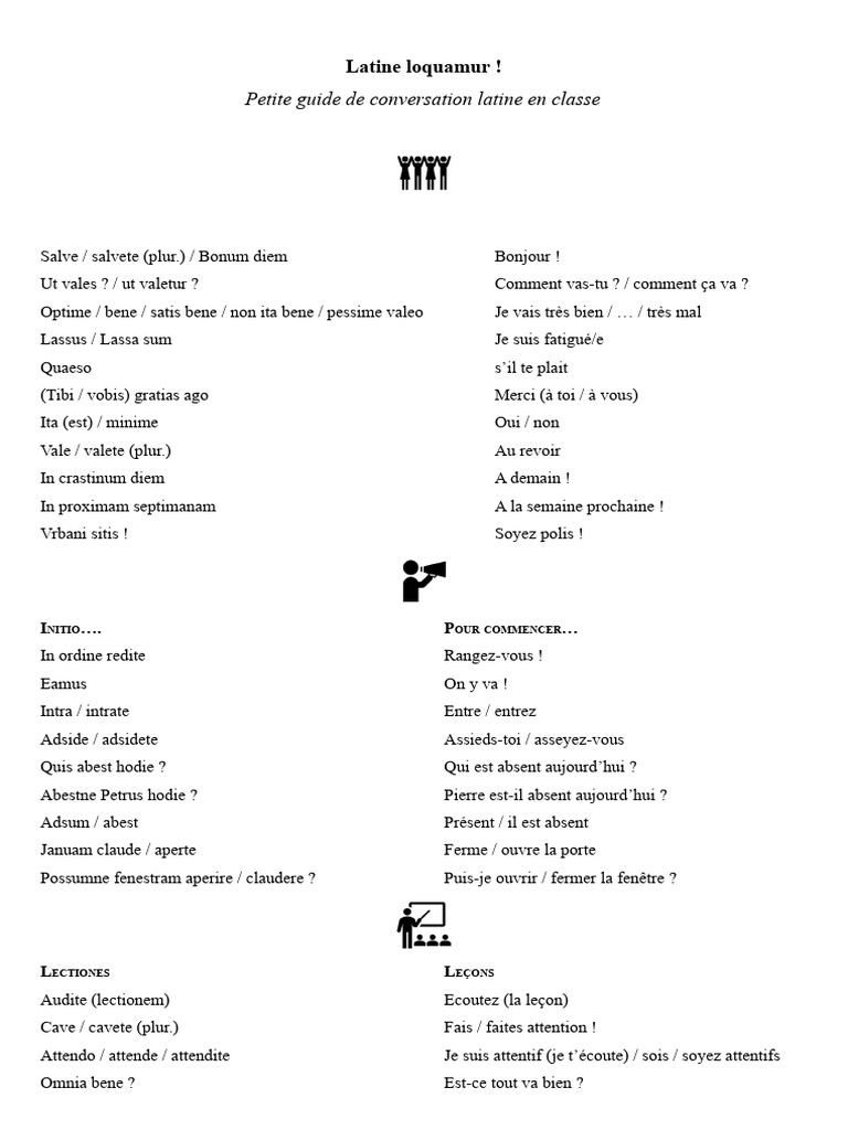 Guide de conversation en latin | PDF | Arts du langage et discipline