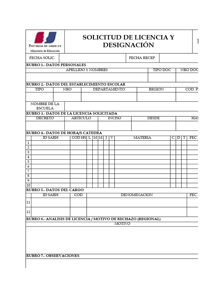 Formulario LD 01 | PDF