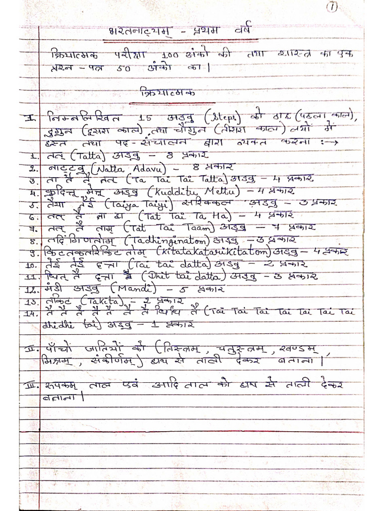 Bharatnatyam notes | PDF