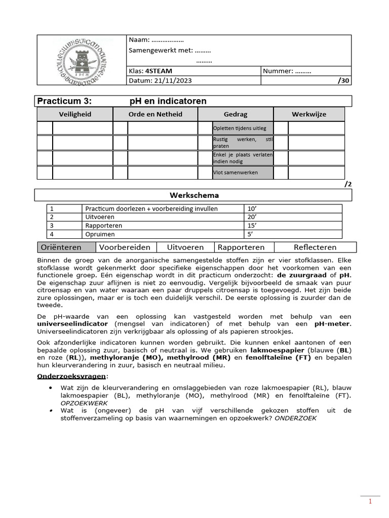Practicum 3 - PH en Indicatoren - V3 | PDF