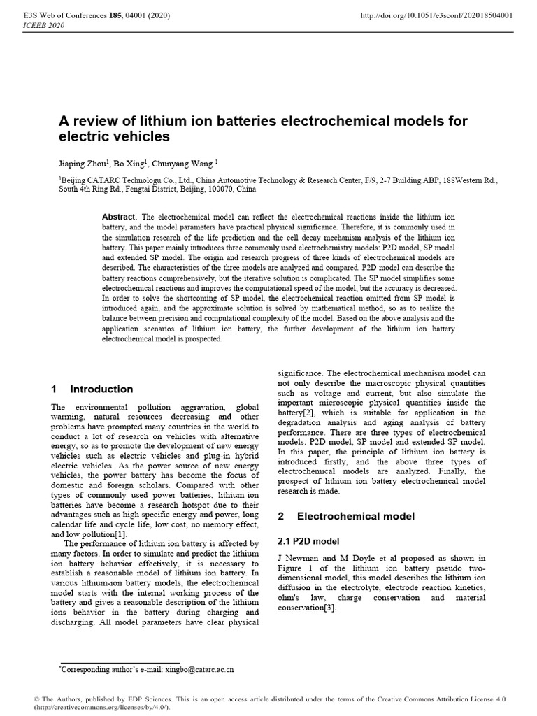 Lithium Ion Battery Models Review | PDF