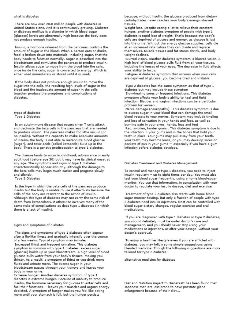 Diabetes Notes | PDF | Diabetes | Diabetes Management