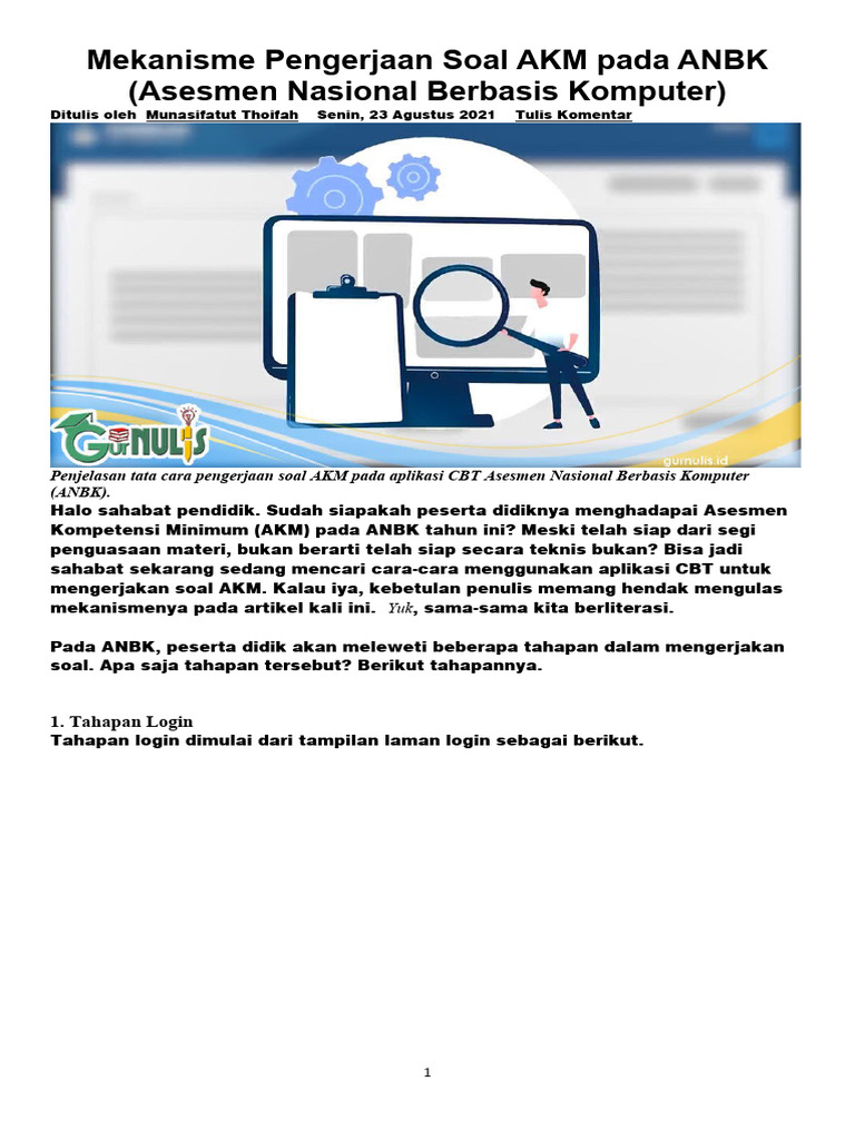 Mekanisme Pengerjaan Soal AKM Pada ANBK | PDF