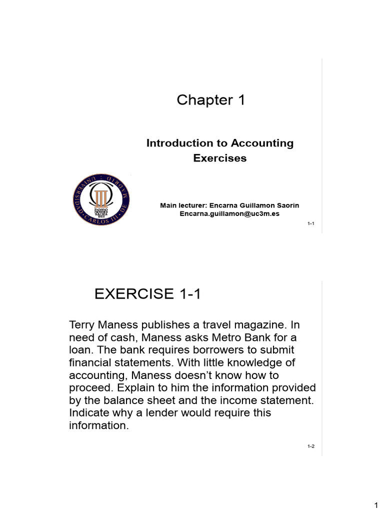 Chapter 1 (exercises) | PDF | Financial Statement | Banks