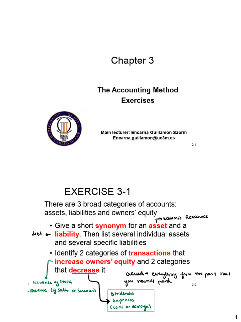 Exercises (Chapter 3) 2021 | PDF | Debits And Credits | Equity (Finance)