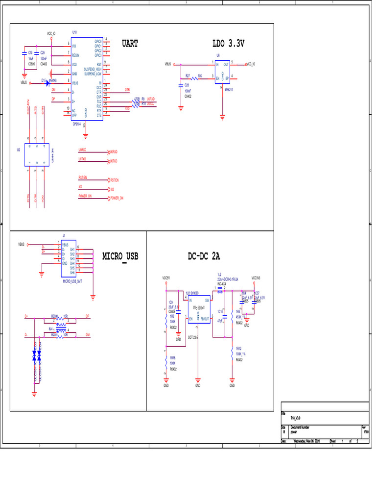 ESP32 UART and Power Schematic | PDF
