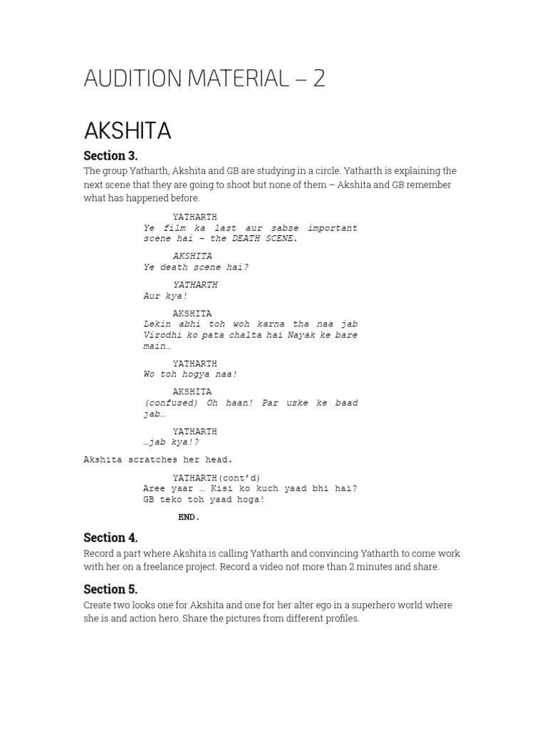 Akshita Audition File | PDF