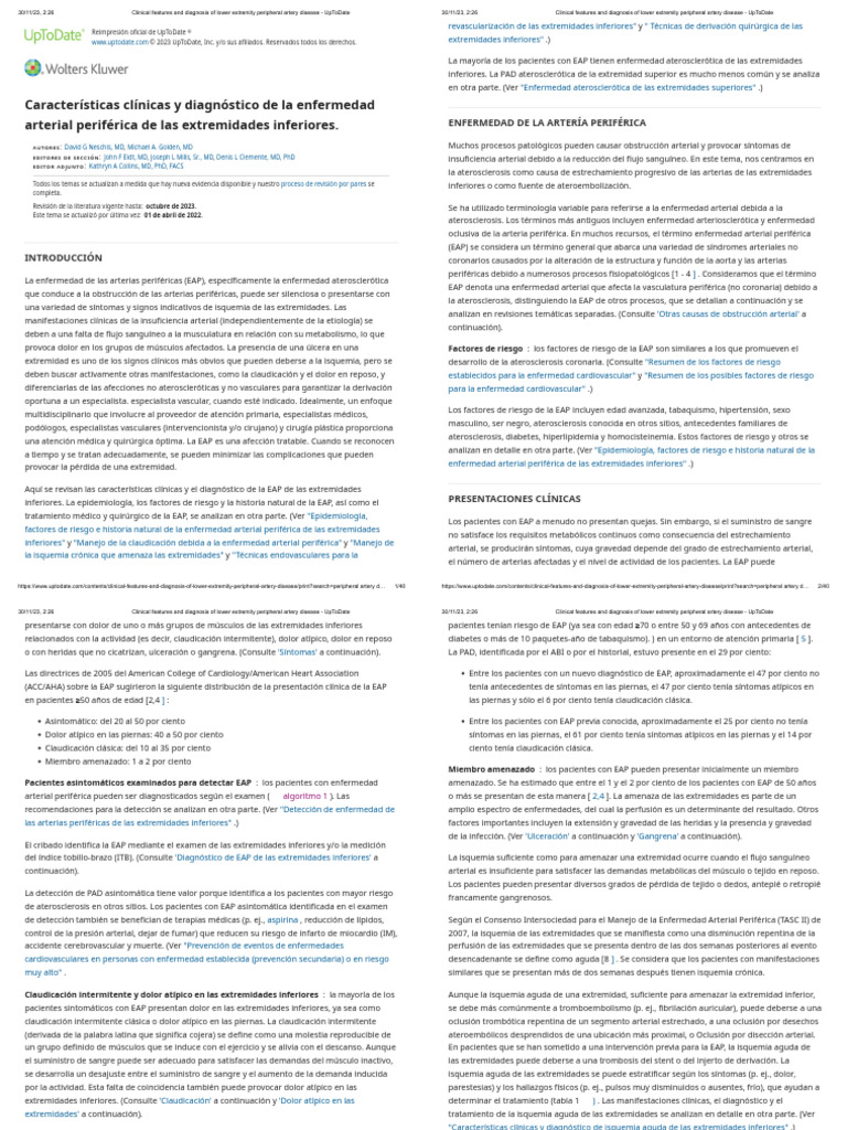 Clinical Features and Diagnosis of Lower Extremity Peripheral Artery ...