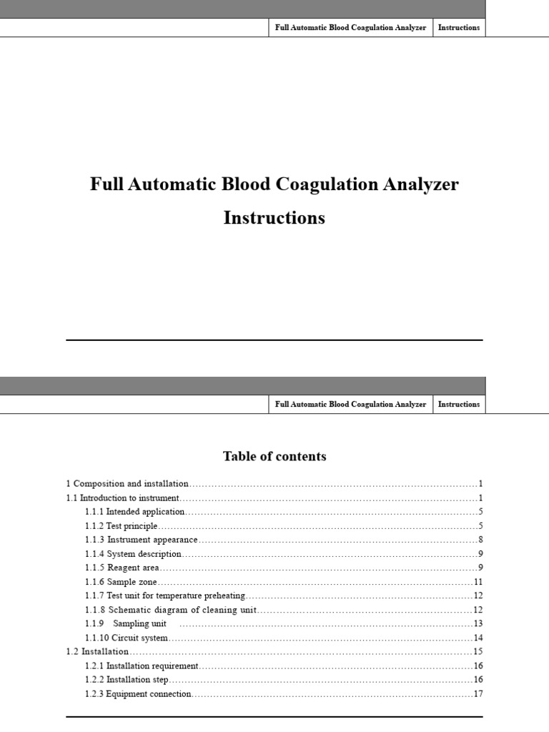 Full Automatic Blood Coagulation Analyzer User Manual | Download Free PDF | Electromagnetic ...